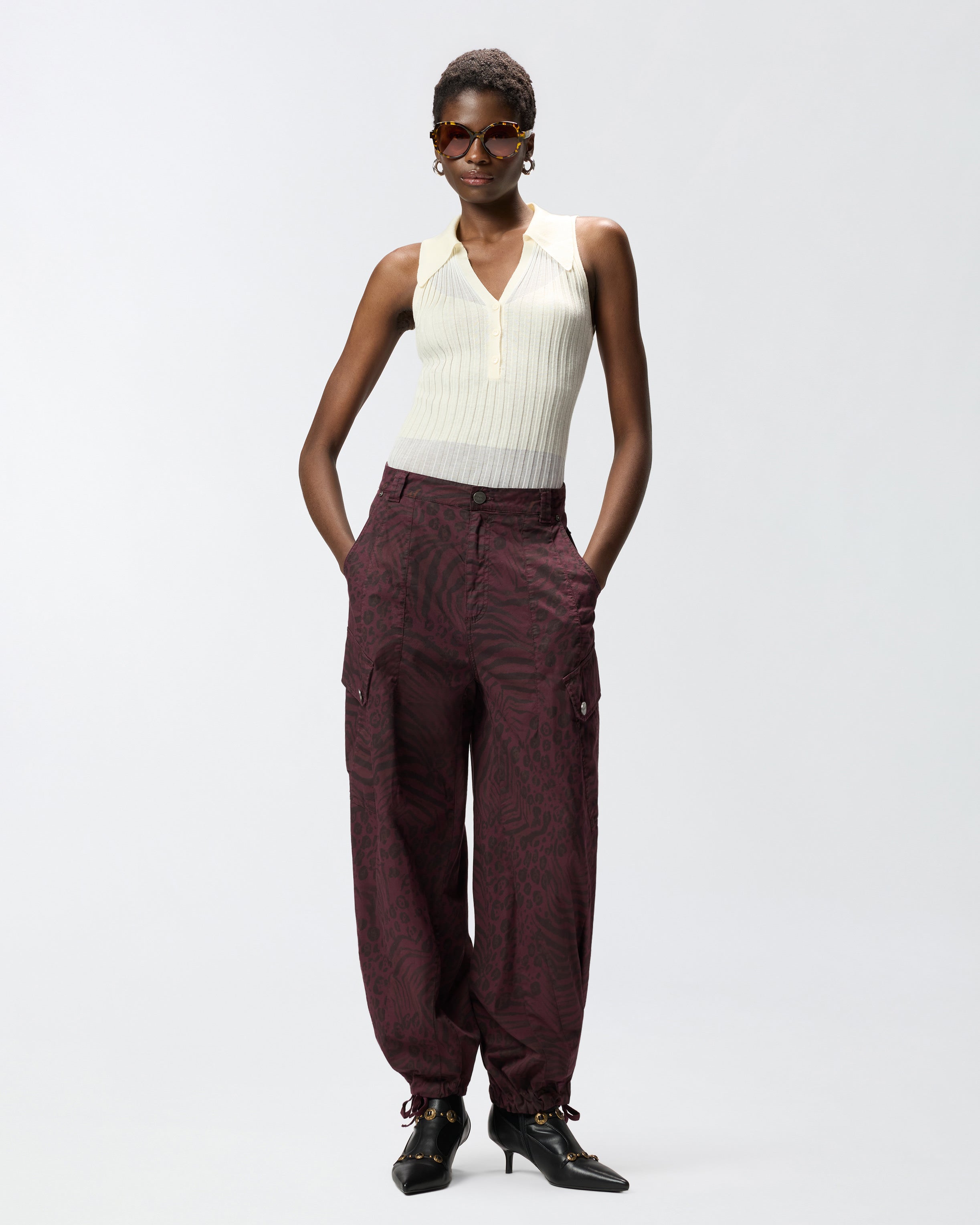 Ribbed polo vest top | Pinko