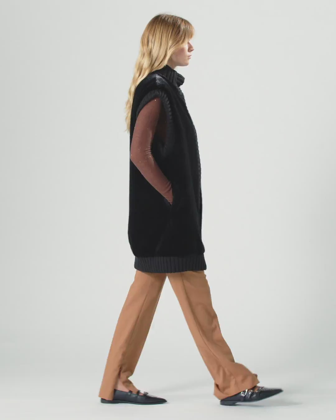 Long faux fur gilet | Pinko